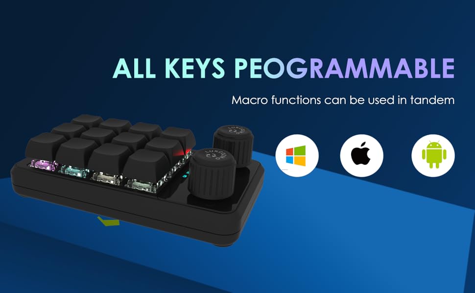Amazon.com: Macro Pad Macro Keyboard Programmable Keypad Customized 12-Key Mini Mechanical ...