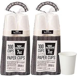 Amazon｜サンナップ ペーパーカップ 7oz 100個×2個パック 200個 [ふだん使い 紙コップ] 白ムジ ホワイト [安全品質] (205ml 7オンス)｜使い捨てドリンクカップ ...