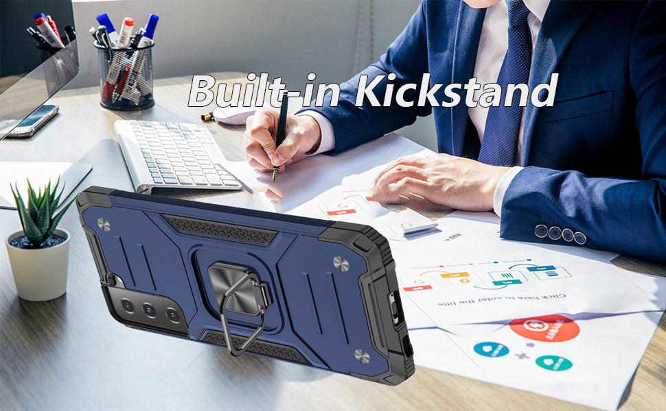 Amazon.com: Dionsibei Galaxy S21 Plus Case Military Grade Built-in Kickstand Case with Stand ...