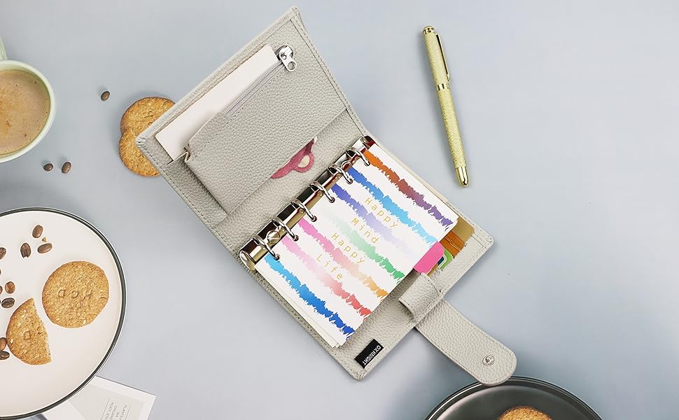 Amazon.com : Ox Knight Leather A7 Binder Wallet, Refillable 6-Ring Pocket Size Ring Planner ...