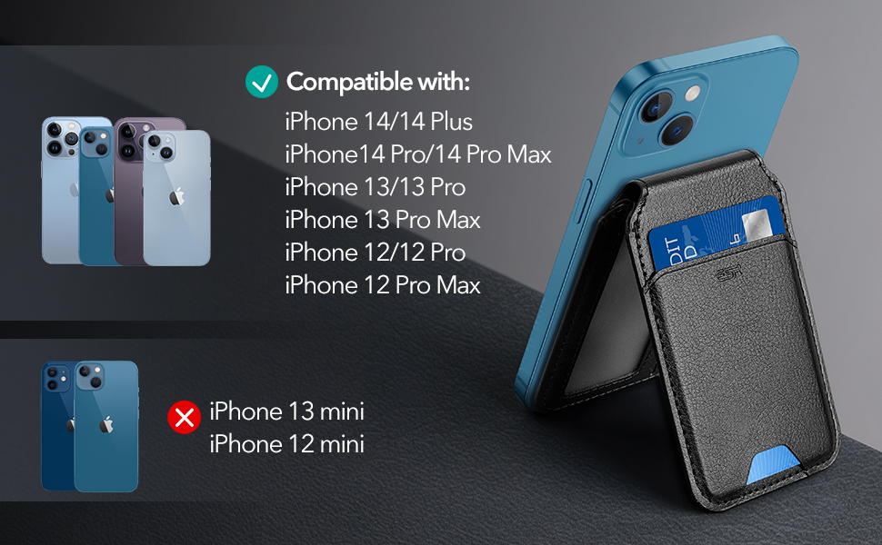 ESR HaloLock Vegan Leather Wallet Stand, MagSafe Wallet and Adjustable Stand, Compatible with ...