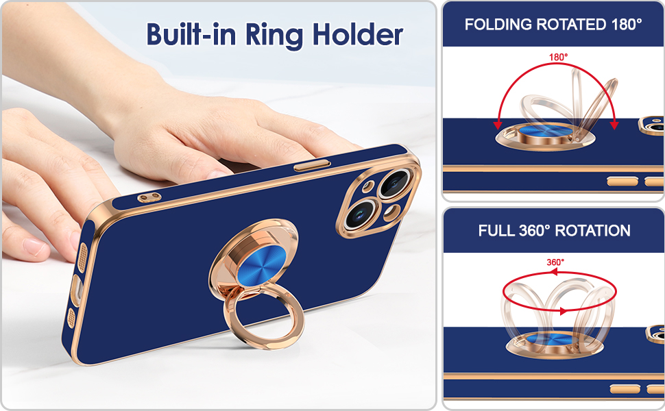 Amazon.com: Hython for iPhone 15 Plus Case with Ring Stand, 360° Rotatable Ring Holder Magnetic ...
