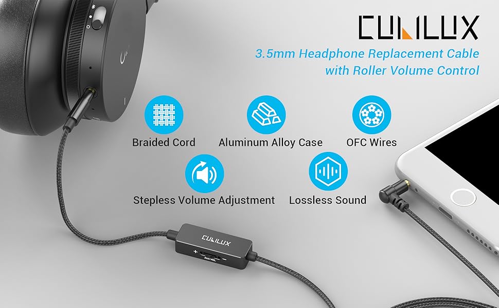 Amazon.com: Cubilux 3.5mm to 3.5mm Headphone Cable, Replacement ...