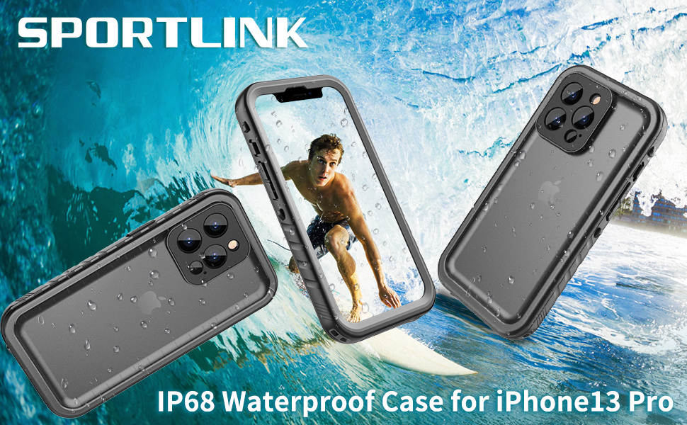 SPORTLINK Compatible with iPhone 13 Pro Waterproof Case - Full Body Shockproof Dustproof Phone ...
