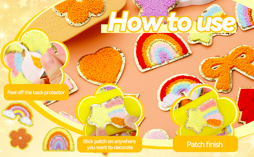 Amazon.com: 50PCS Preppy Cute Chenille Patches Self Adhesive ...