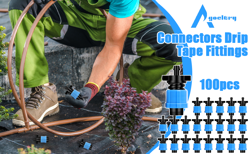 Amazon.com: 100 Pcs Connectors Drip Tape Fittings Drip Tape Irrigation Kit Irrigation Tubing ...