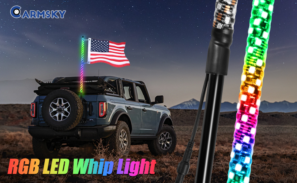 Amazon.com: ARMSKY 4FT LED Whip Light, RGB LED Whip Light with 1 Remote + 1 Flag + 2 Flag Hooks ...