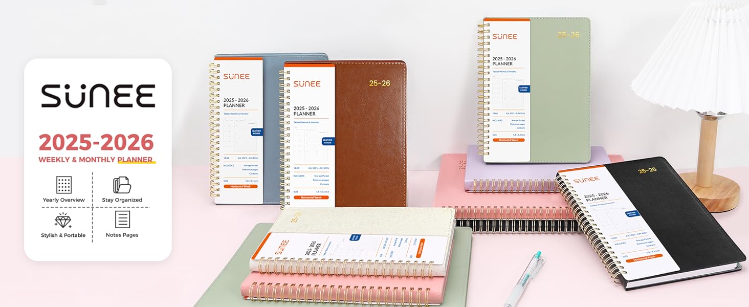 Amazon.com : SUNEE 2025-2026 Weekly & Monthly Planner 9"x11.2" - 12 Month (July 2025 - June 2026 ...
