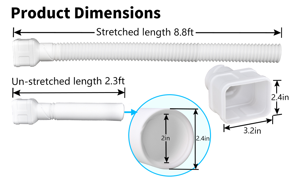 Amazon.com: Prestantious 8.5ft Long Gutter Downspout Extensions, 2” ID ...