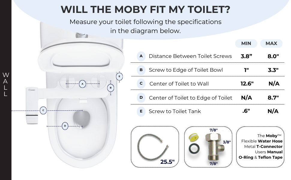 MOBY Bidet Toilet Seat Attachment - Non-Electric, Dual Nozzles with Self-Cleaning, Ultra-Thin ...