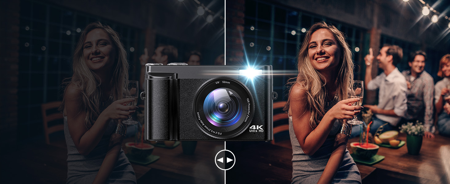 Amazon.com : 4K Digital Camera for Photography Autofocus 48MP 4K Camera with SD Card, 180° 3.0 ...