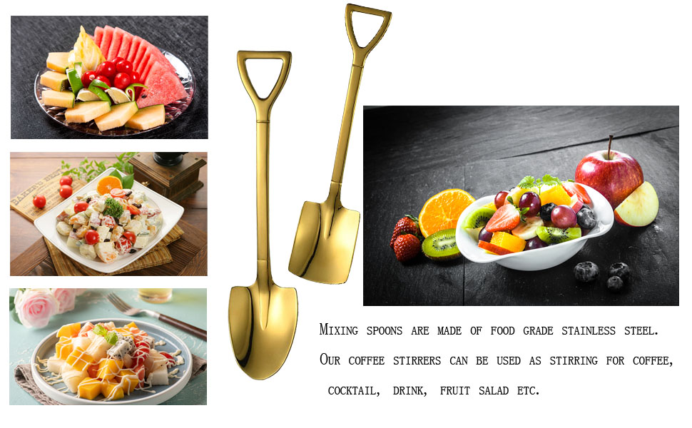 Amazon.com: dessert spoons ice cream spoon dessert Mini Shovel Shape spoons set stainless steel ...