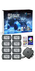 Amazon.com: MICTUNING 2nd-Gen RGB LED Rock Lights with Bluetooth Controller, Timing Function ...