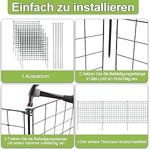 Joparri Teichzaun Gartenzaun, 33 Stück Set Campingzaun, Teichzaun Steckzaun, Freigehege - 15 ...