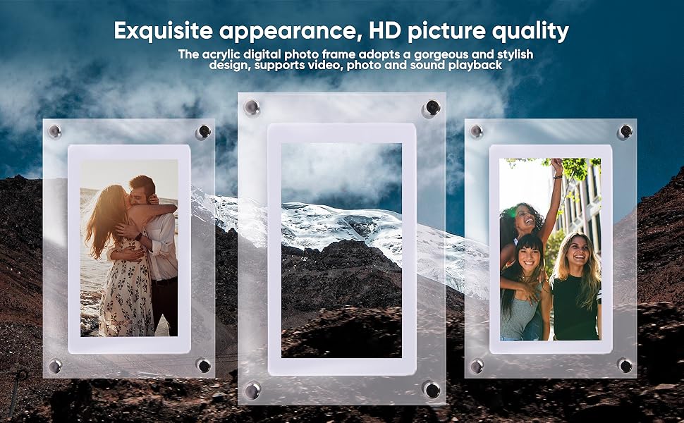 Amazon.com : Acrylic Digital Photo Frame 5 Inches USB Newest Transparent Design, Built-in 1GB ...