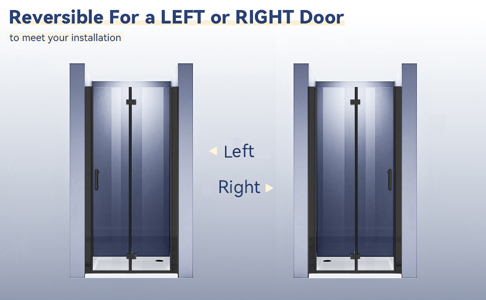 ELEGANT Bifold Frameless Glass Shower Door 32 in.W x 72 in.H Pivot Swing Shower Doors with 1/4 ...