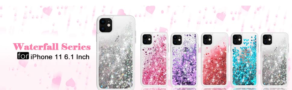 Amazon.com: WORLDMOM for iPhone 11 Case, Double Layer Design Bling Flowing Liquid Floating ...