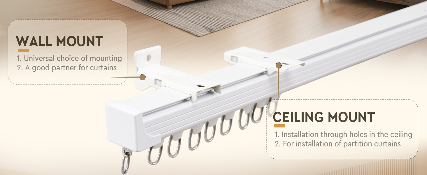 Amazon.com: Ezcasch Ceiling Curtain Track Set, Ceiling or Wall Mount 6ft - 9ft, Aluminum Heavy ...