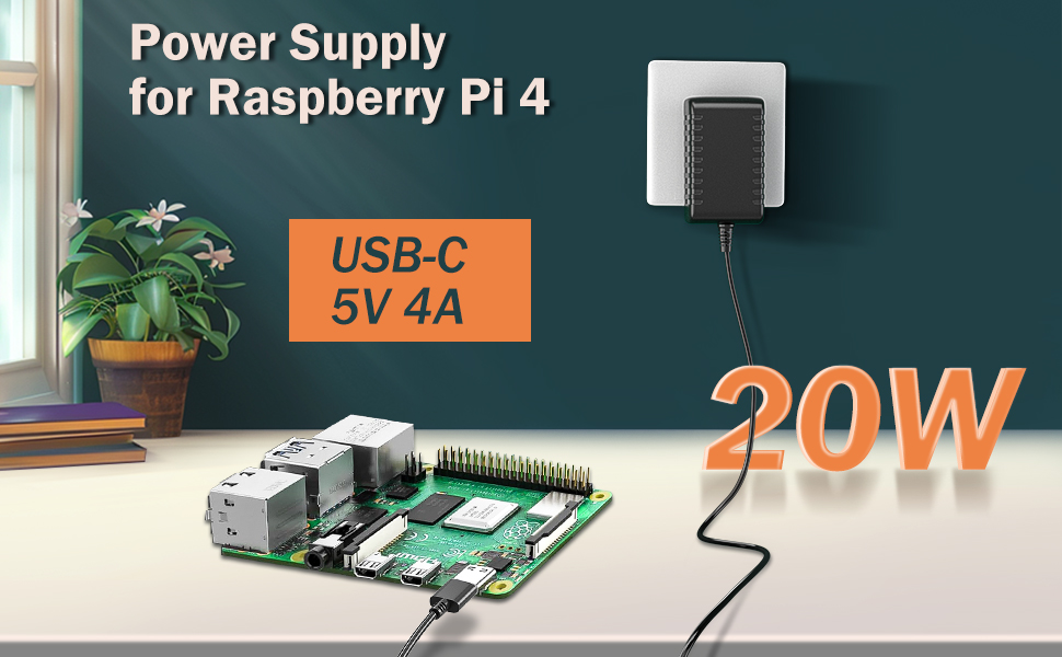 Amazon.com: Raspberry Pi 4 Power Supply, SoulBay 5V 4A USB-C AC Adapter ...