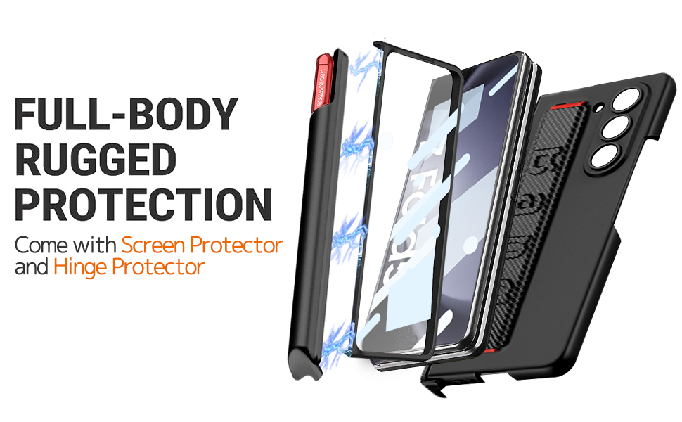 Amazon.com: Ninki Compatible Samsung Galaxy Z Fold 6 Case with S Pen (Red) Carbon Fiber ...