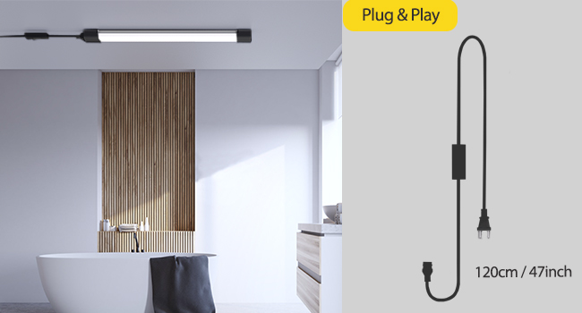 Modlicht Plug in Light 4FT 5000K Linkable LED Tube Shop Closet Under-Cabinet Utility Lights ...