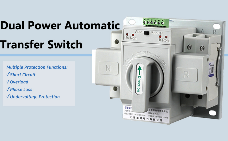 Amazon.com: 220V 63A 2P Dual Power Automatic Transfer Switch Generator Changeover Switch RV ...