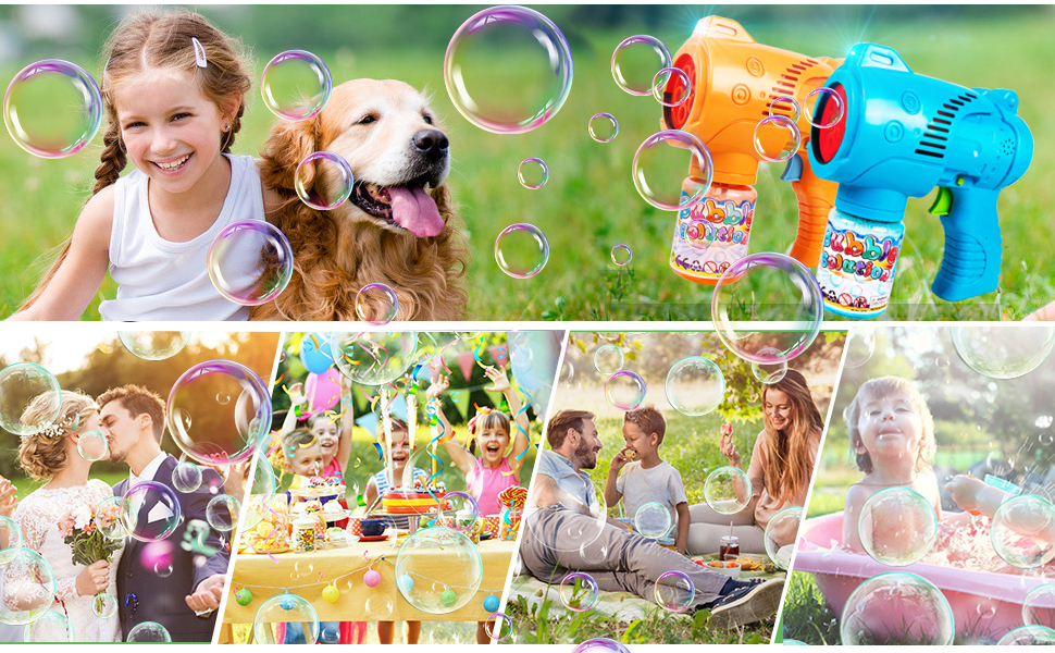 JoyGrow Pistolet à Bulles Enfant Automatique Machine à Bulle avec Musique,Lumière & Solution à ...