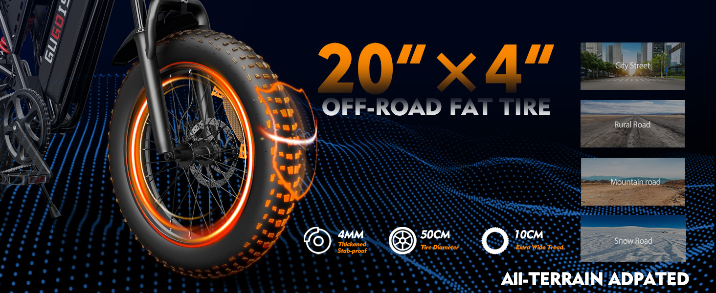 Amazon.com : Rakowe Electric Bike for Adults, 20''*4.0'' Fat Tire 1000W Peak Ebike, Up to 45 ...