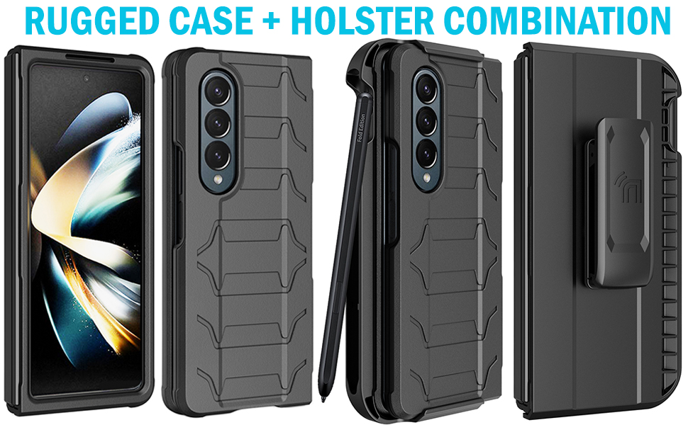Amazon.com: Nakedcellphone Case with Clip and S Pen Slot for Galaxy Z Fold 4 5G, Tactical Cover ...