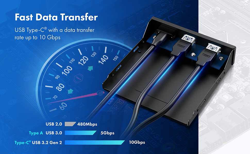 GRAUGEAR | USB3.2 Gen2 2x2 20Gbps USB-C Front-Panel in 3,5 Zoll | Type-C® bis zu 20 Gbit/s + 2X ...
