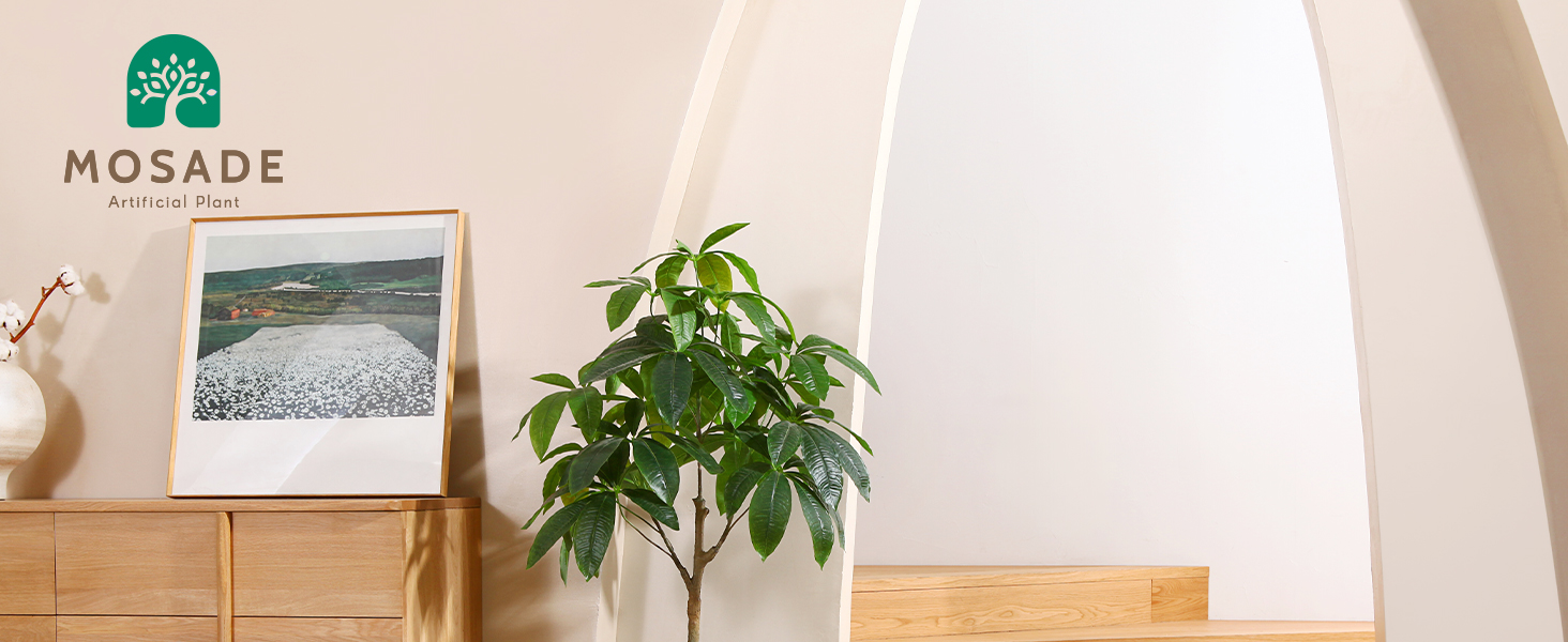 Amazon｜MOSADE パキラ プレミアム 光触媒 フェイクグリーン ※鉢は取り外し不可 人工 観葉植物 観葉樹 フェイク 造花 室内 ホーム・ベランダ・結婚 飾り用 お手入れ簡単 水やり ...