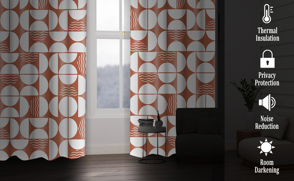 Amazon.com: Retro Patterned Curtains 2 Panels, Modern Geometric Boho Circle Mid Century Blackout ...