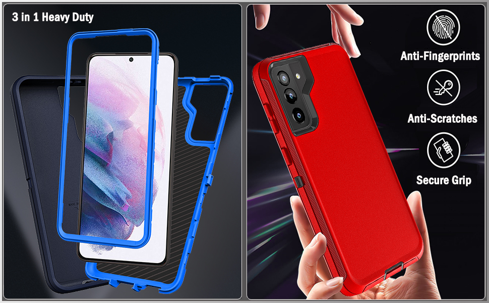 Amazon.com: TFDSEUGH for Samsung Galaxy S21 Plus Case with 2Pcs Tempered Glass Screen Protector ...