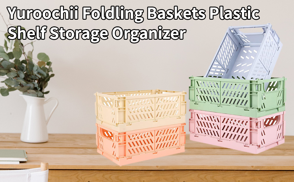 Amazon.com: Yuroochii 5PCS Plastic Crate for Storage, Collapsible Crate ...