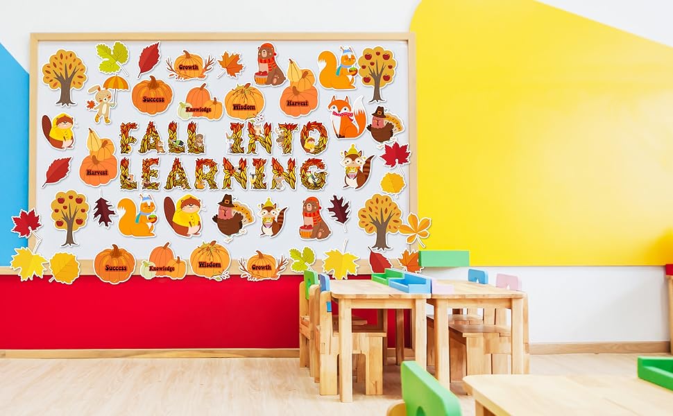 Amazon.com: 60pcs Large Fall Bulletin Board Decorations Set Autumn ...