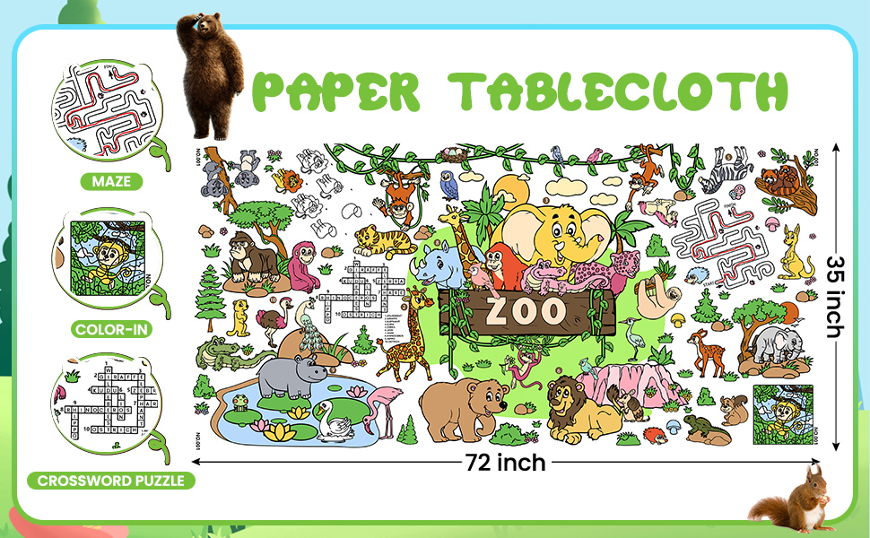 Amazon.com: Giant Coloring Poster,35x72Inch Zoo Animal Activity Drawing ...