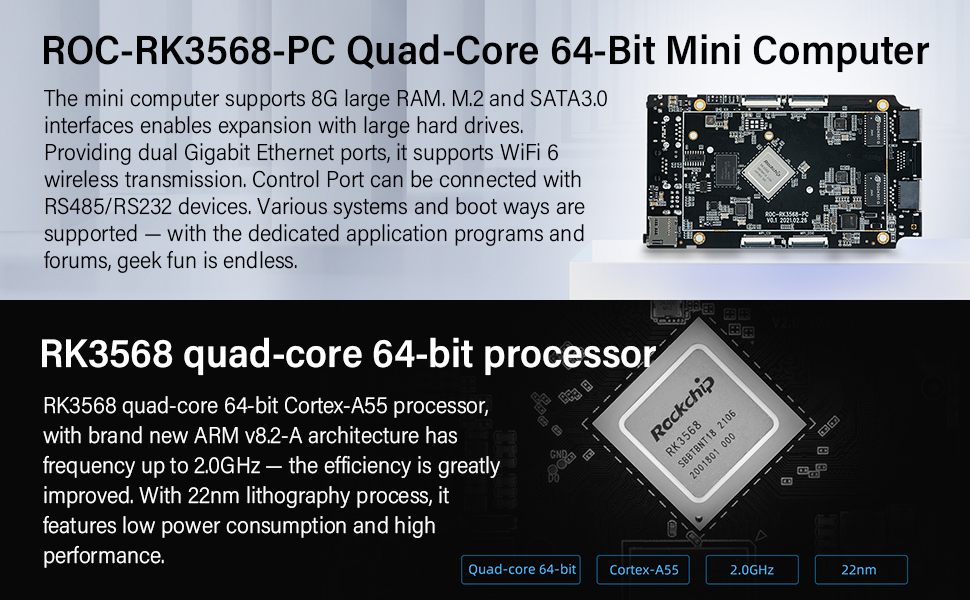 Amazon.com: youyeetoo ROC-RK3568-PC Single Board Computer - 4GB RAM 32GB eMMC - M.2 NVMe SATA 3. ...