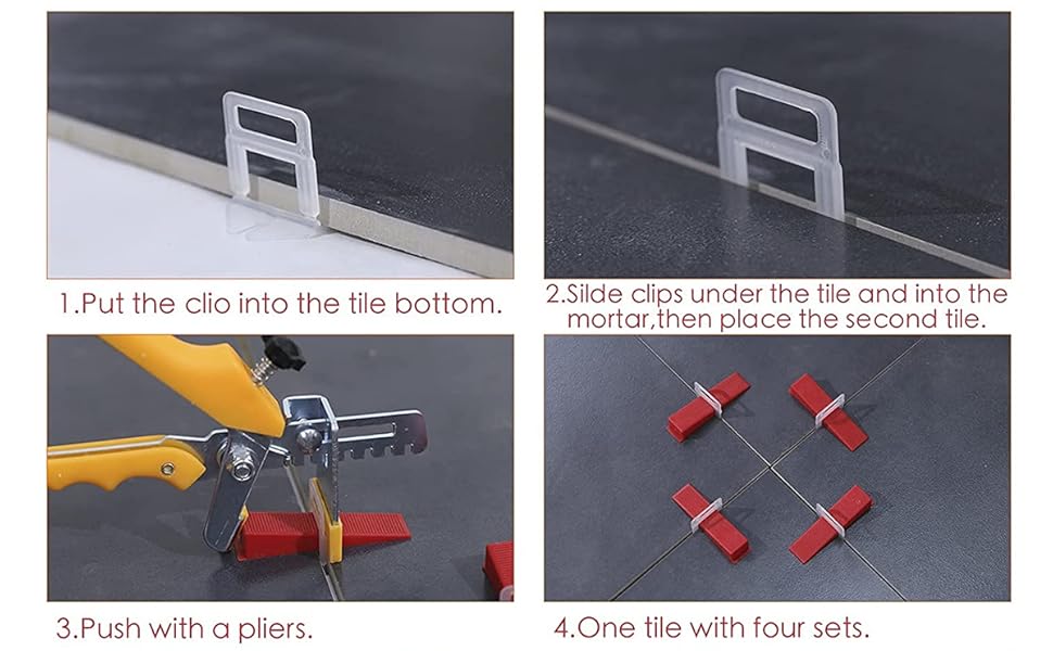 400PCS Tile Leveling System Kits 1.5mm 300pcs Tile Spacers Clip 100pcs ...