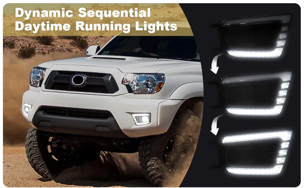 Amazon.com: TBHOO LED Fog Lights Bezel Assemblies for 2012-2015 Toyota Tacoma DRL Amber Turn ...