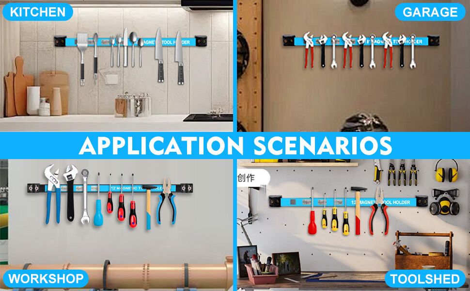 Amazon.com: 8 pack 12''Magnetic Tool Holder Strip,Metal Tool Magnet Bar for Garage Organization ...