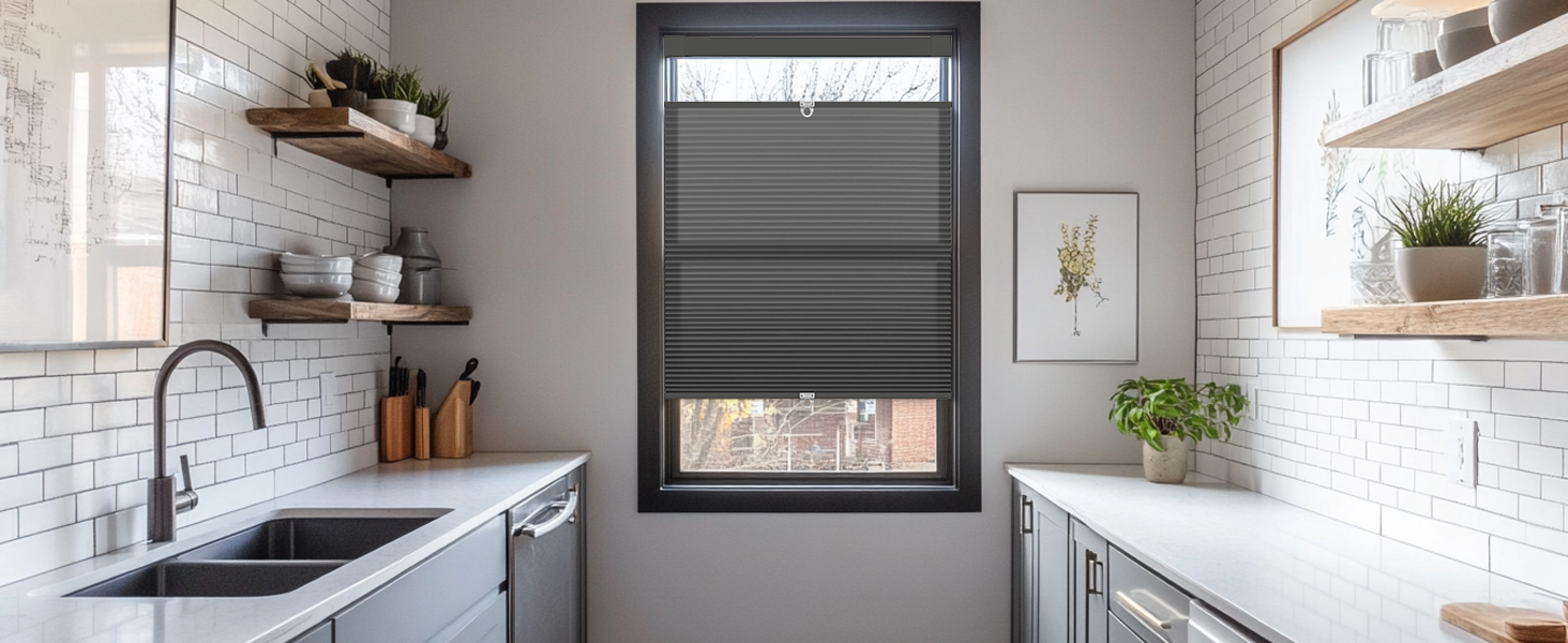 Amazon.com: BERISSA No Drill No Tools Cellular Shades Top Down Bottom Up Honeycomb Blinds ...