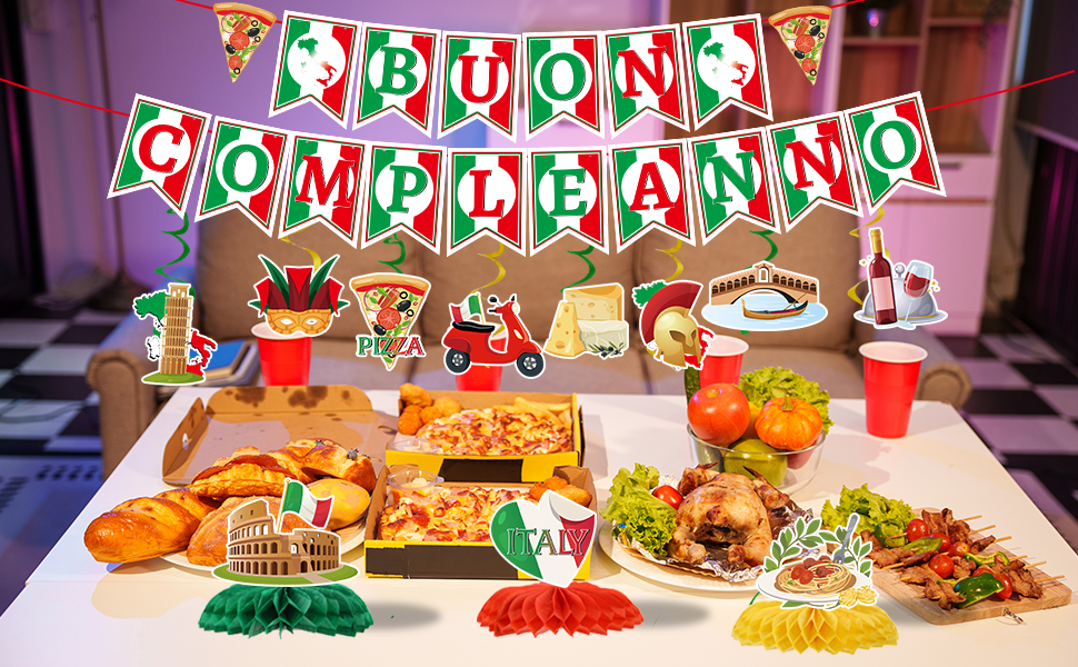 Amazon.com: Luvsweets Italian Pizza Party Decorations - 13 Pcs Italy Themed Birthday Decorations ...