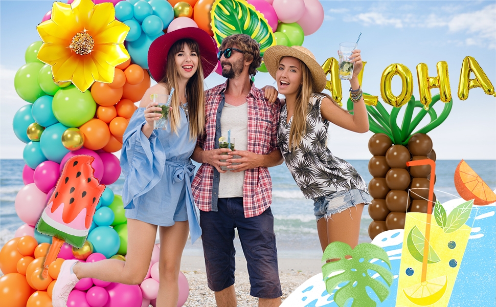 Amazon.com: DBKL Tropical Balloon Arch Garland Kit, 178Pcs Hawaiian Luau Party Decorations ...