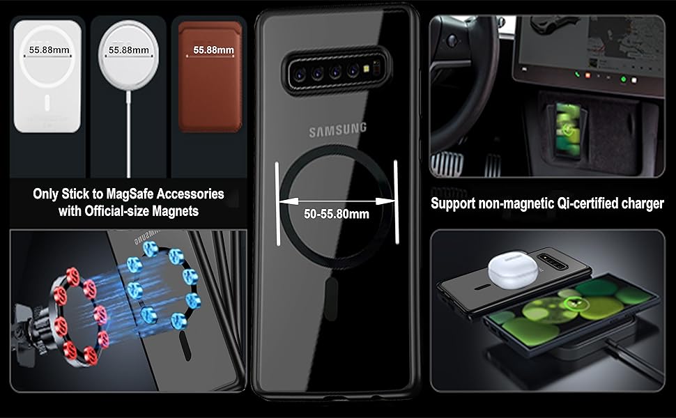 Amazon.com: Guizzcg for Samsung Galaxy S10 Plus Magnetic Case [Compatible with Magsafe] Soft TPU ...
