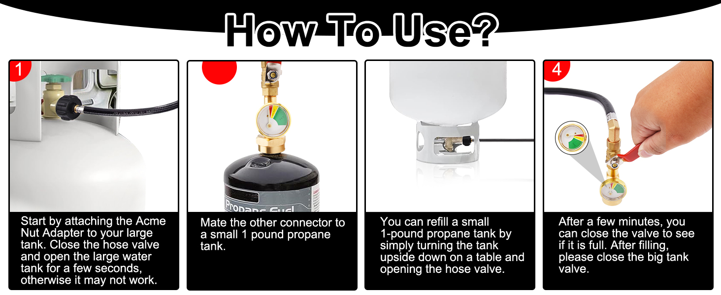 Amazon.com : Propane Refill Adapter for 1 lb. Tanks,3 FT Propane Tank Refill Adapter Rubber Hose ...