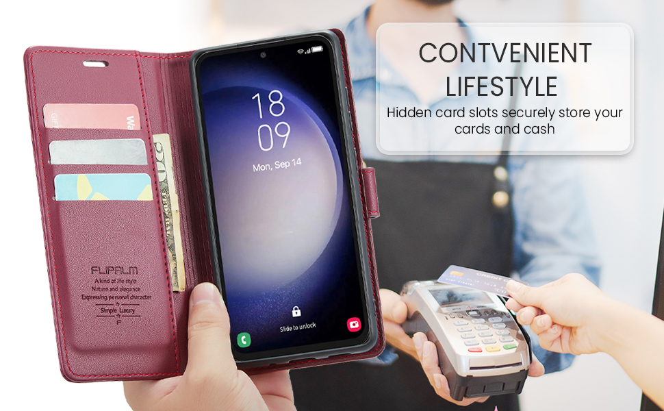 Amazon.com: FLIPALM Wallet Case for Samsung Galaxy S23 FE, RFID Blocking Credit Card Holder, PU ...