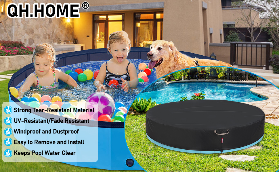 Amazon.com : QH.HOME 71inch Foldable Dog Pet Bath Pool Cover, Portable Kiddie Small Collapsible ...