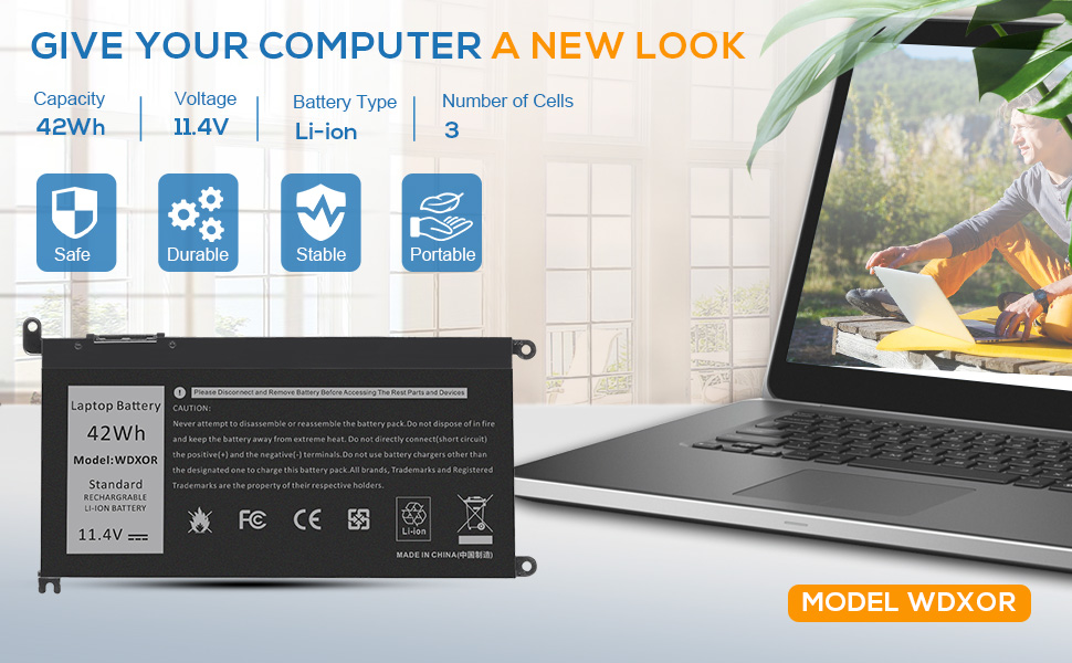 Amazon.com: WDXOR Laptop Battery for dell Inspiron 13 15 5000 7000 Series 5565 5567 5568 5578 ...