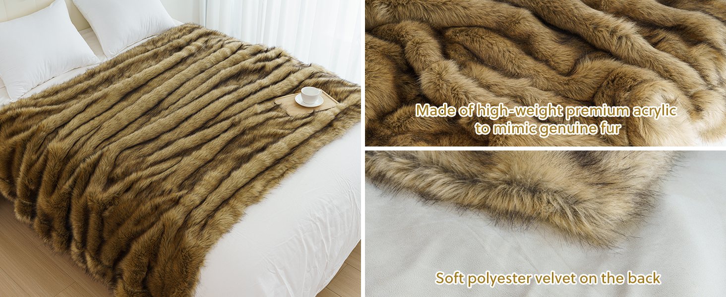 Amazon.com: HOMFINE Faux Fur Blanket - Throw Blanket for Bed, Sofa ...