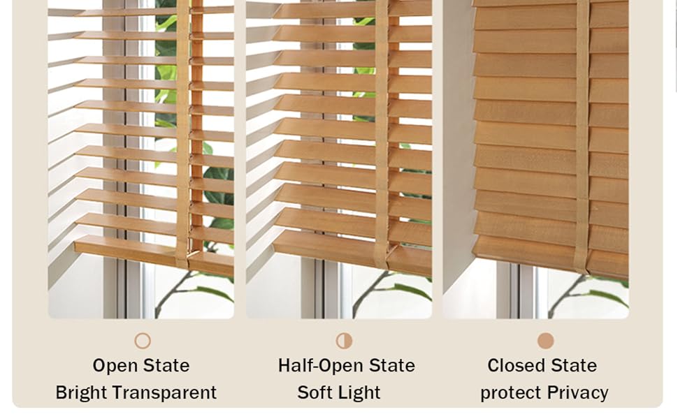 Amazon.com: 2" Slats Indoor Wood Blinds, Cordless Wooden Window Shades, Custom Size Wide 16" 20 ...